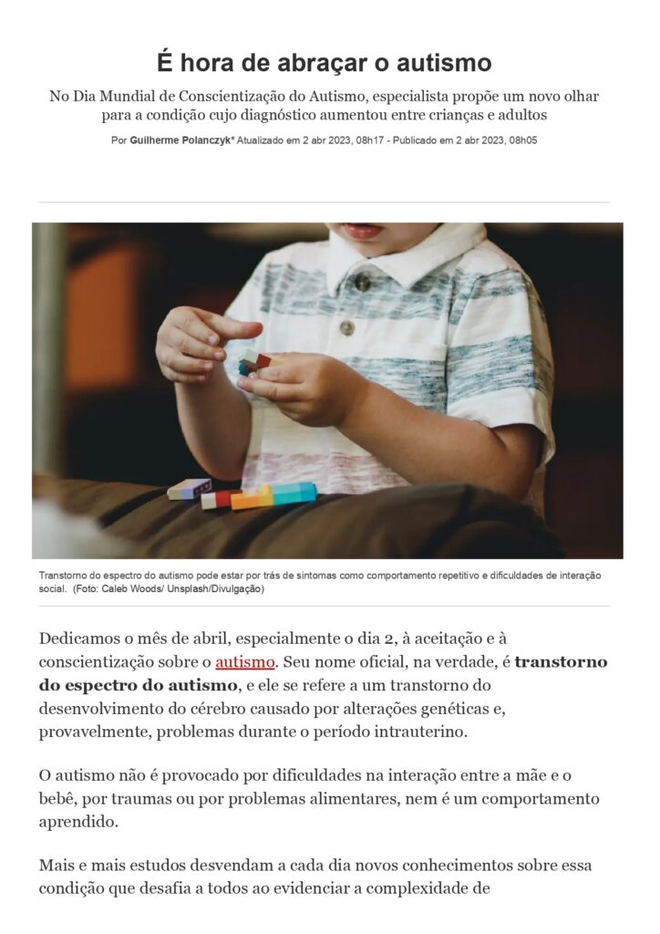 É hora de abraçar o autismo – Instituto de Psiquiatria – IPq